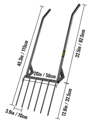 VEVOR Broad Fork Tool, 6 Tines 20 in Wide Hand Tiller Broadfork, U ...