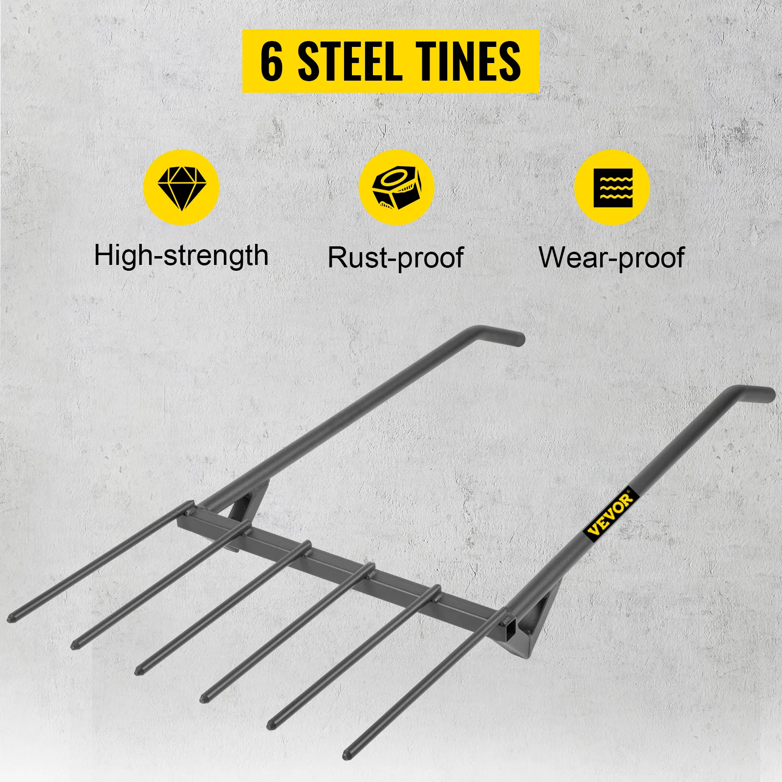 VEVOR Broad Fork Tool, 6 Tines 20 in Wide Hand Tiller Broadfork, U ...