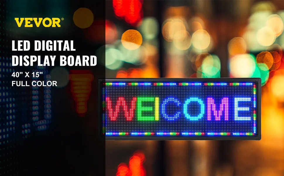 VEVOR Led Sign 40 x 15 Inch Digital Sign 96 x 96 HD Resolution Seven ...