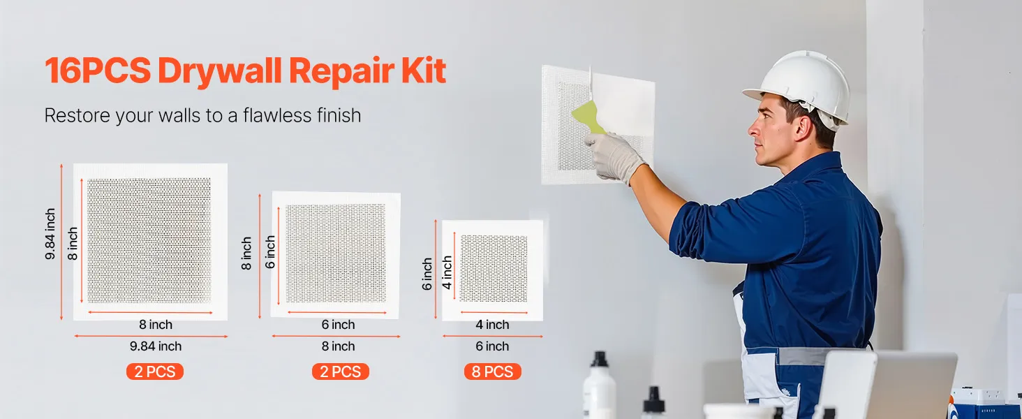 VEVOR 16PCS Drywall Repair Kit, 4/6/8-inch Aluminum Dry Wall Repair ...