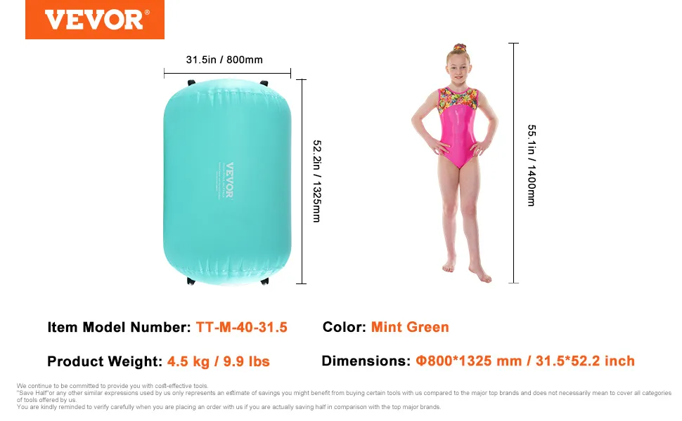 VEVOR Air Mat Tumble Track Air Spot, Round Inflatable Air Roller, Air ...