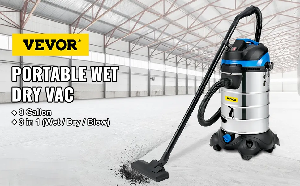 VEVOR Dust Extractor, 8 Gallon Wet & Dry HEPA Filter, Automatic Dust ...