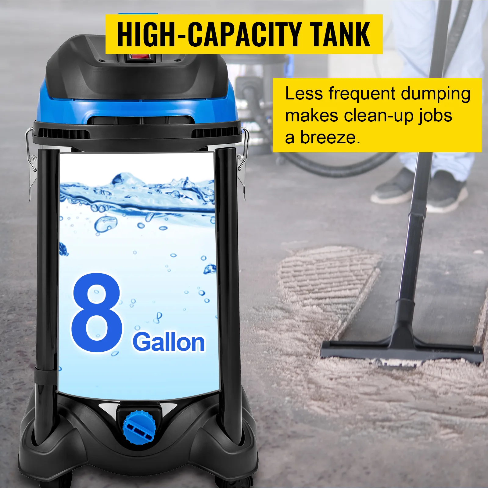 VEVOR Dust Extractor, 8 Gallon Wet & Dry HEPA Filter, Automatic Dust ...