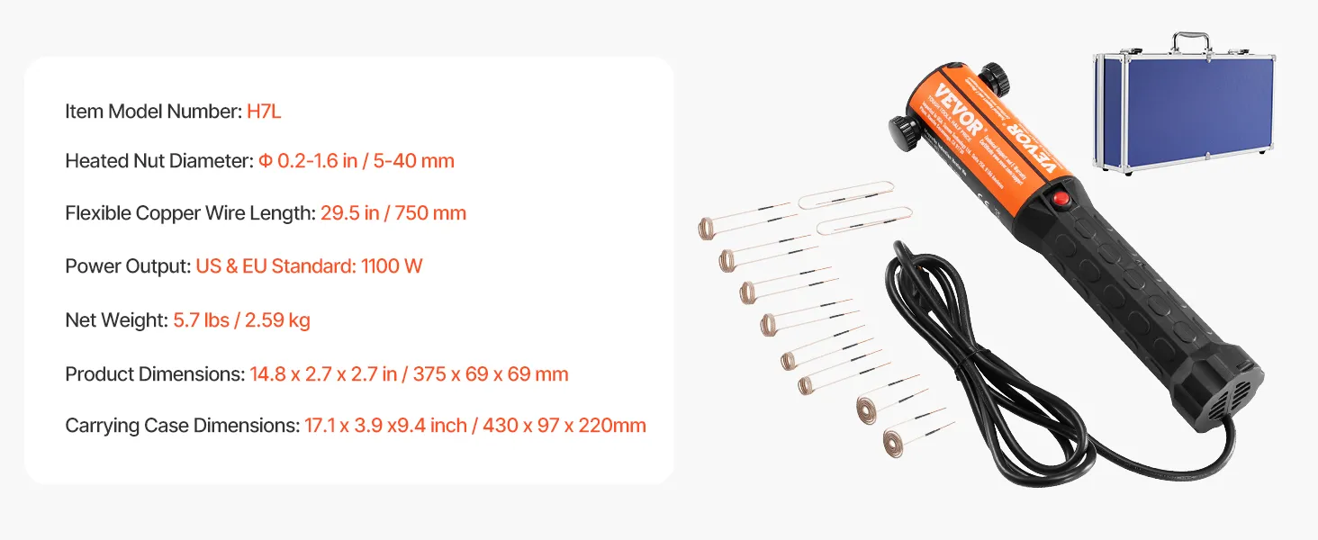 VEVOR Magnetic Induction Heater Kit, 1000w 110V Portable Hand-held ...