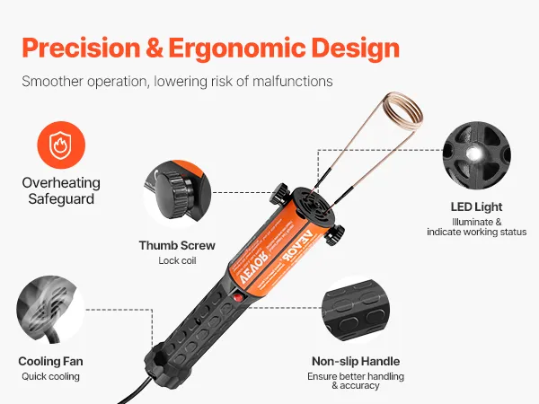 VEVOR Magnetic Induction Heater Kit, 1000w 110V Portable Hand-held ...