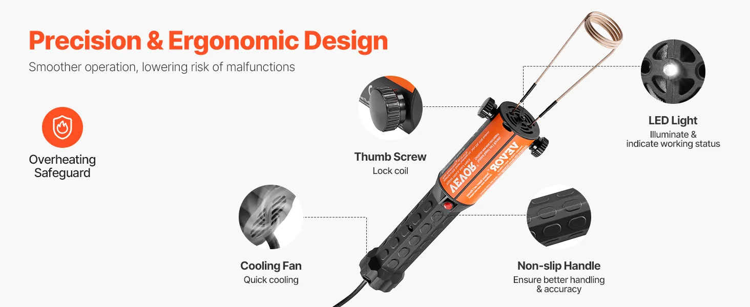 VEVOR Magnetic Induction Heater Kit, 1000w 110V Portable Hand-held ...