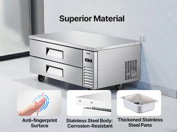 VEVOR Chef Base Refrigerator, 52" W Commercial Chef Bases Worktop ...