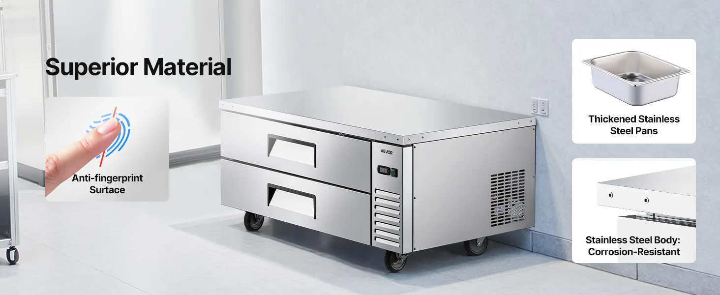 VEVOR Chef Base Refrigerator, 52" W Commercial Chef Bases Worktop ...