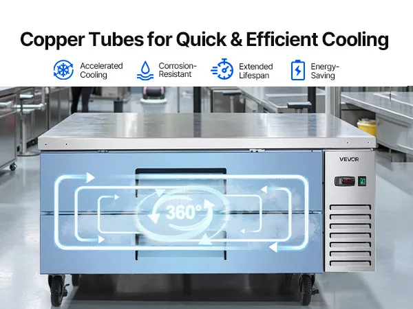 VEVOR Chef Base Refrigerator, 52" W Commercial Chef Bases Worktop Refrigerators, 2-Drawer Under ...