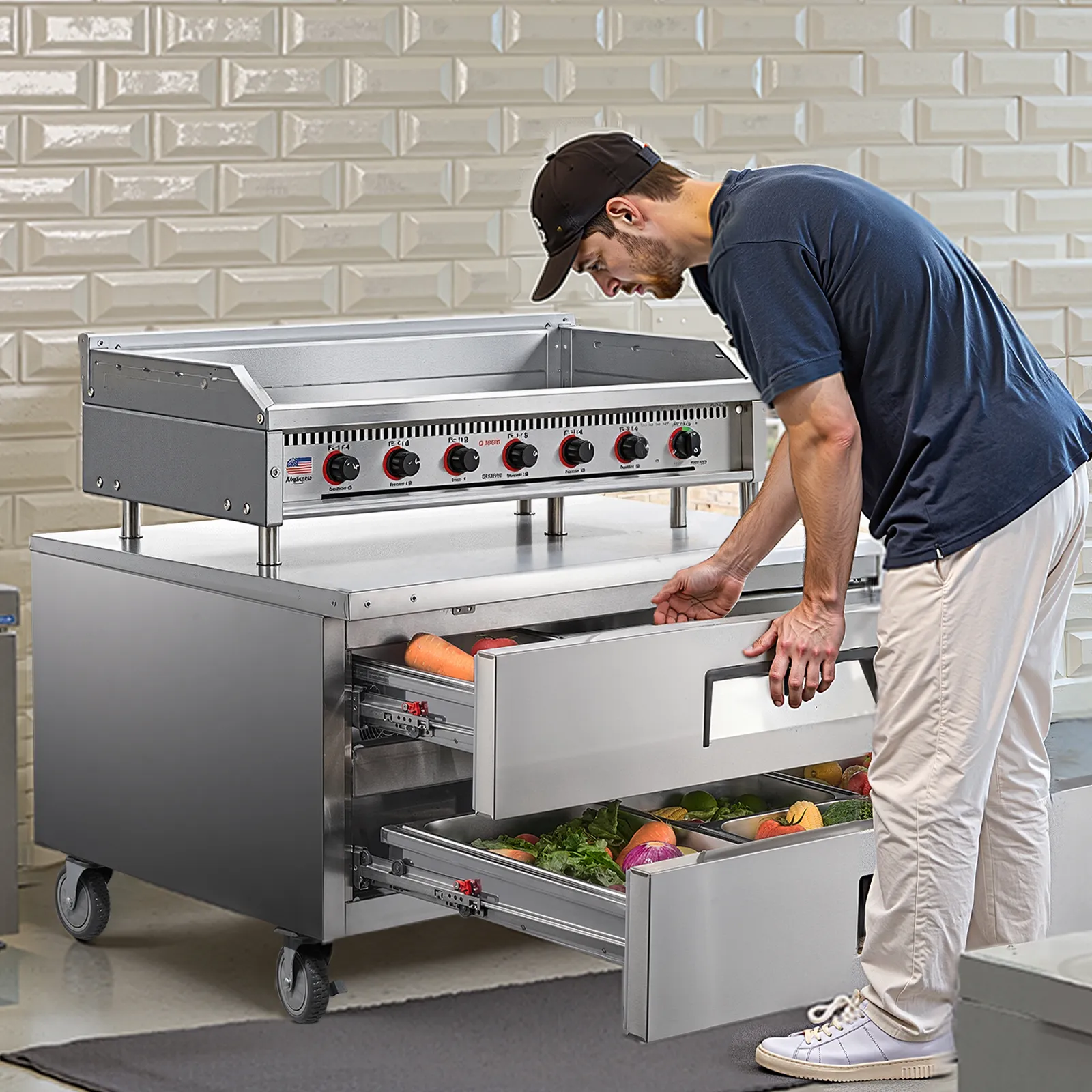 VEVOR Chef Base Refrigerator, 52" W Commercial Chef Bases Worktop ...