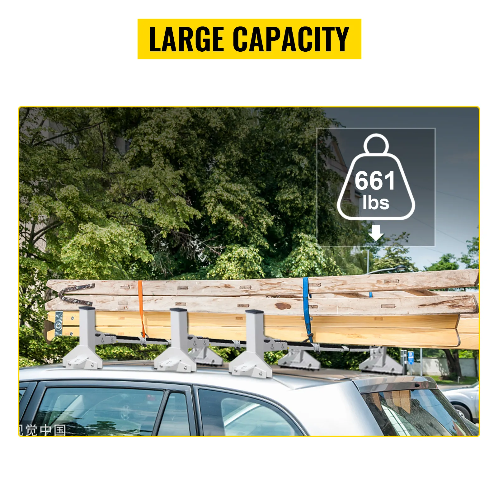 VEVOR Van Roof Ladder Rack, 3 Bars, 661 LBS Capacity, 46.9"-59.1 ...