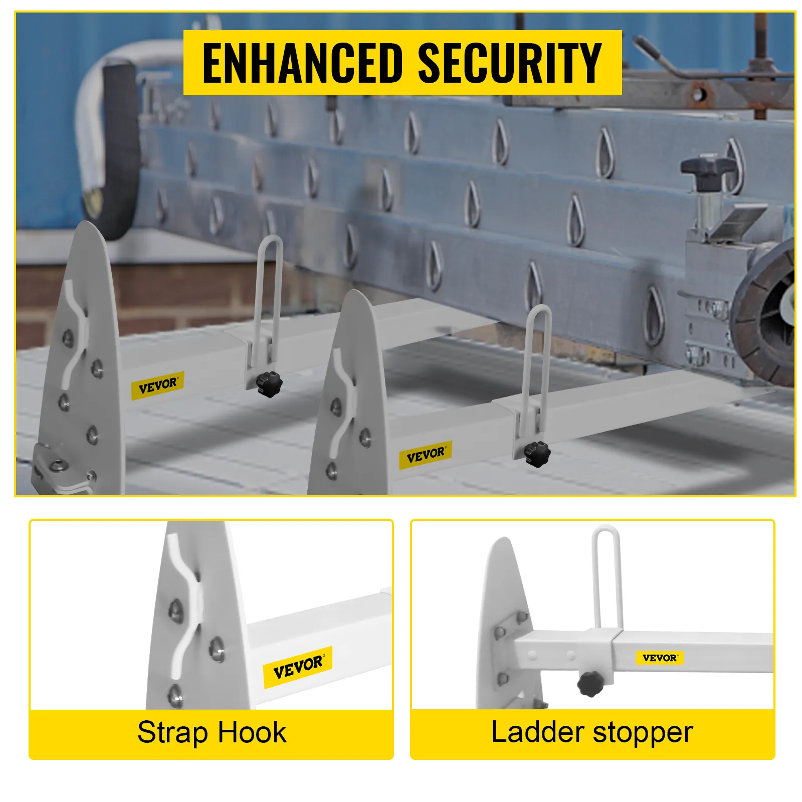 VEVOR Van Roof Ladder Rack, 3 Bars, 661 LBS Capacity, 52"-64 ...