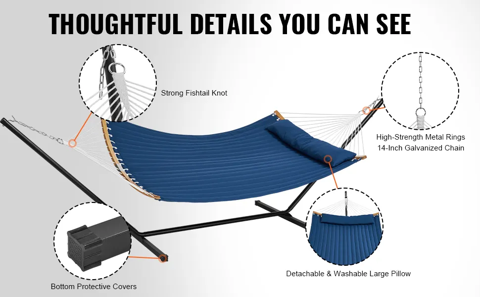 VEVOR Two Person Hammock with Stand Included, Double Hammock with ...