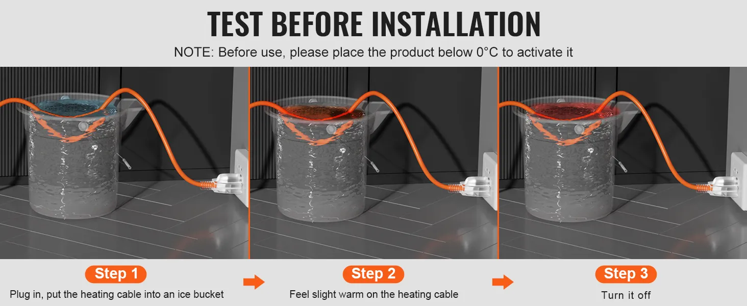 VEVOR Pipe Heating Cable, 30FT 7W/FT Heat Tape for Pipes with Built-in ...