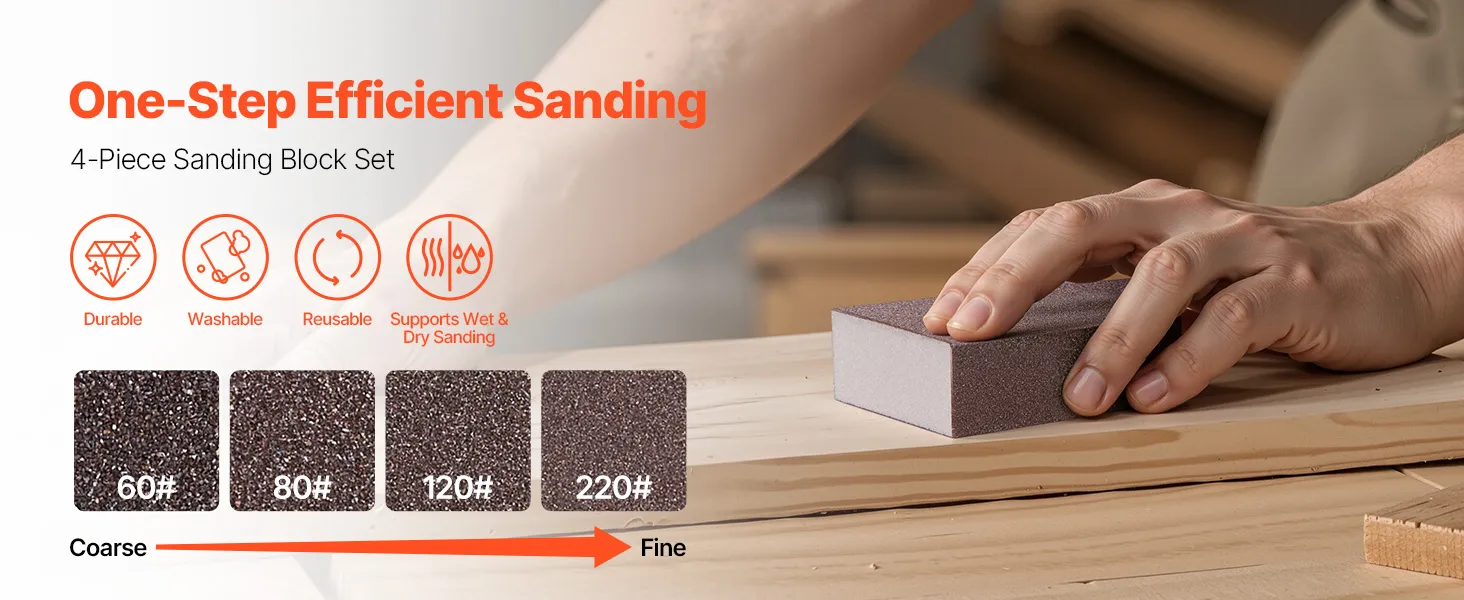 VEVOR Drywall Sanding Sponge - 4 pcs, 60/80/120/220 Grit