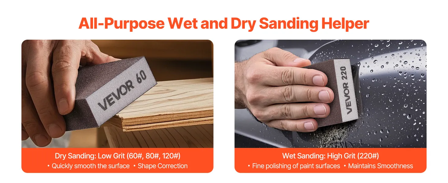 VEVOR Drywall Sanding Sponge - 4 pcs, 60/80/120/220 Grit