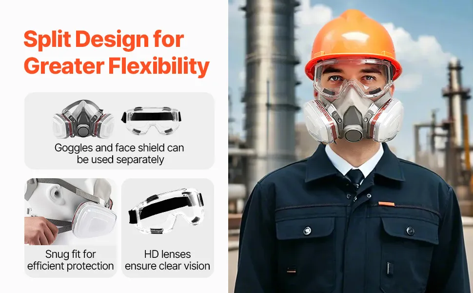 VEVOR Half Respirator Mask – Dual Filters, 12 KN95 Inserts