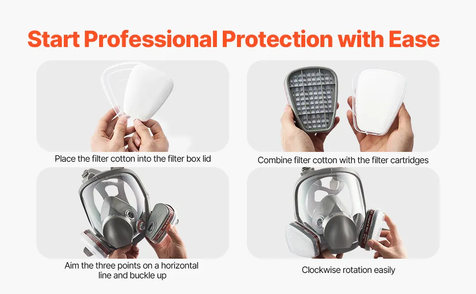 VEVOR Full Face Mask Gas Mask – Reusable with KN95 Filters
