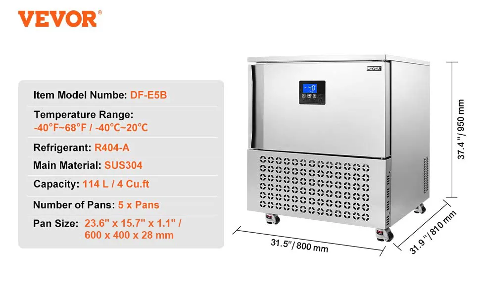 114L Commercial Blast Freezer 5 Trays Blast Chiller Chest Seafood ...