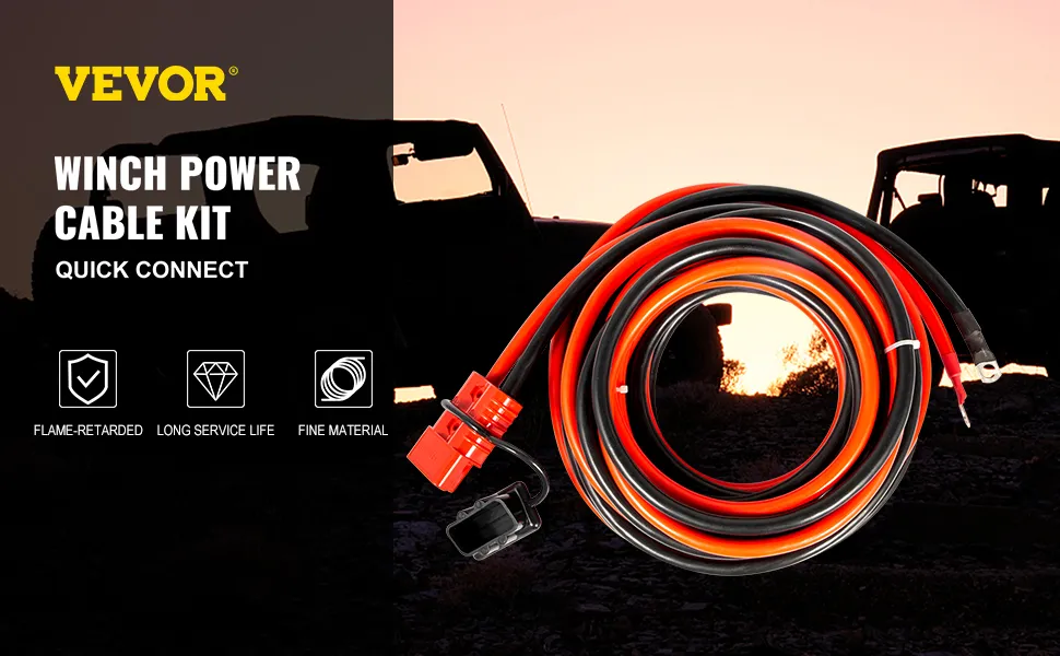 VEVOR Winch Wiring Kit 2 Gauge 32 FT Winch Quick Connect Power Cable ...