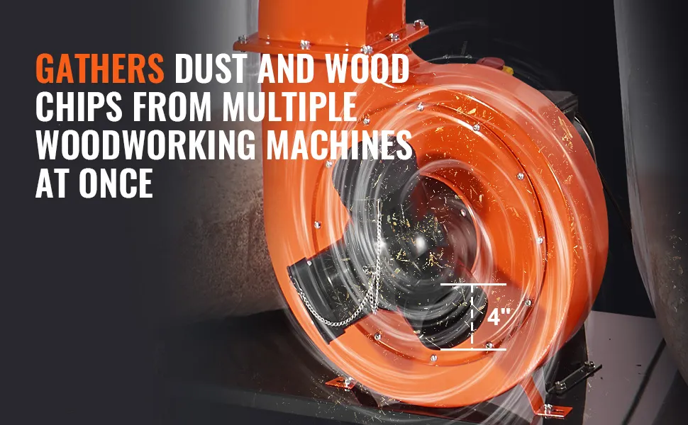 VEVOR Dust Collector, 3HP 1550 CFM Air Flow, Rolling Dual Dust ...