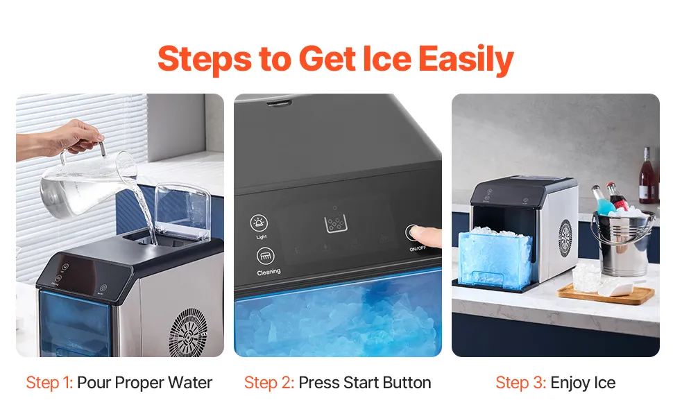 VEVOR Nugget Ice Maker, 33lbs/24H Pebble Ice Maker with Self Cleaning ...