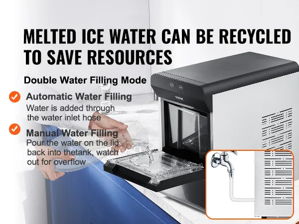 VEVOR Countertop Ice Maker, 37lbs in 24Hrs, Auto Self-Cleaning Portable ...