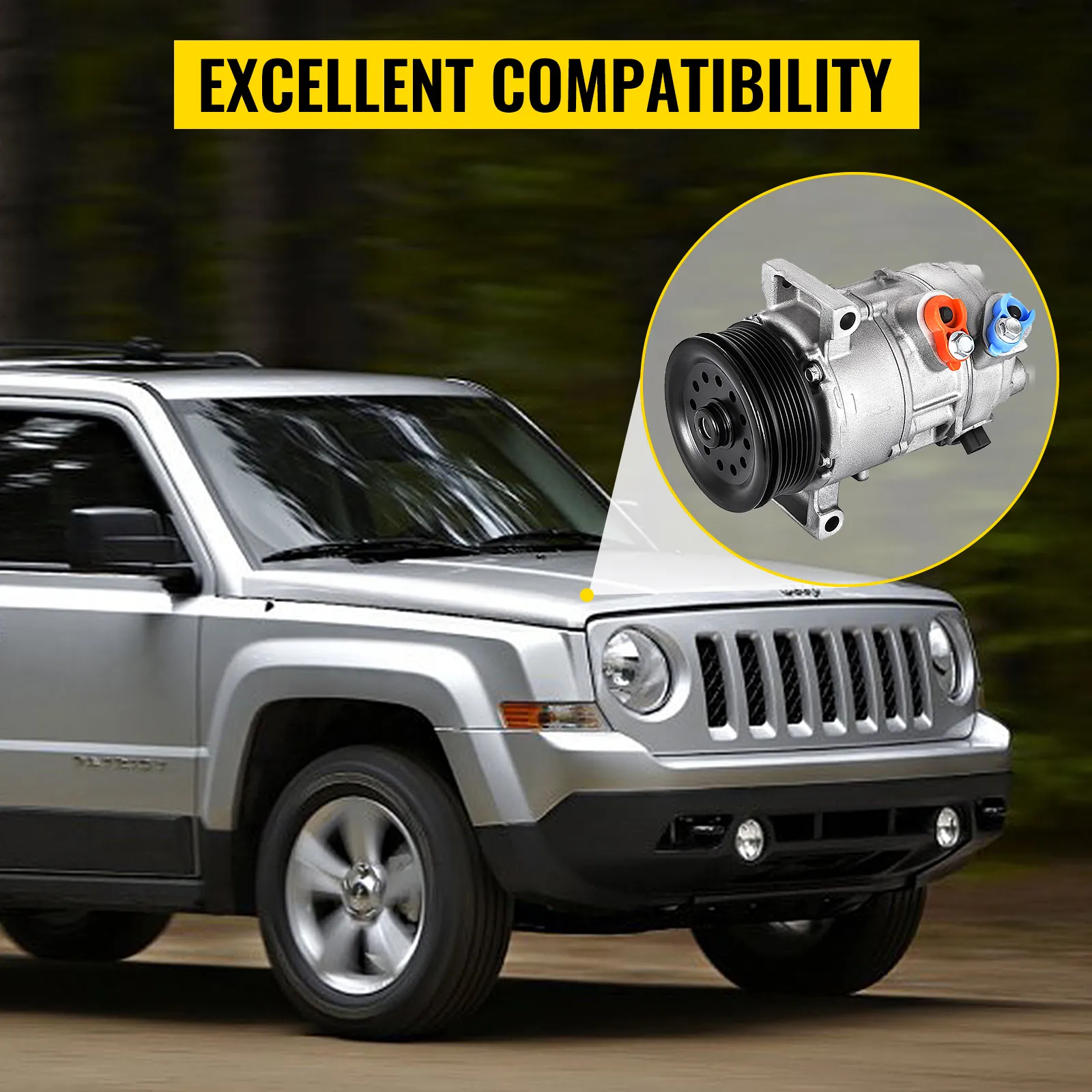 AC A/C Compressor for 07-18 Jeep Compass, 07-09 Patriot, 07-18 Dodge ...