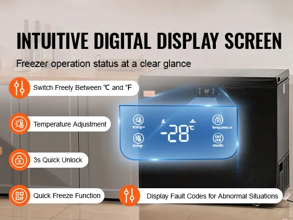 VEVOR Chest Freezer, 7 Cu.ft / 198 L Compact Deep Freezer, Free ...