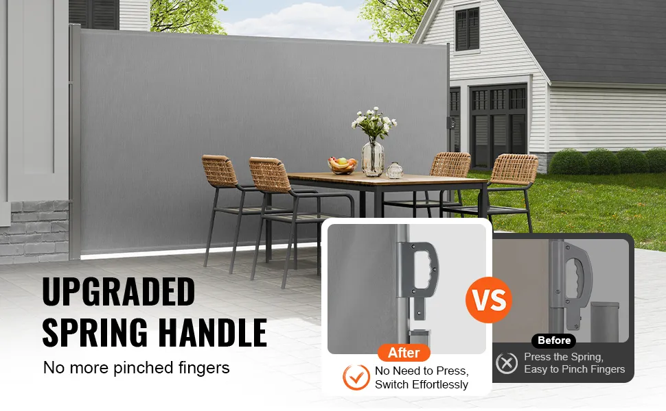 VEVOR Retractable Side Awning, 63''x 118'' Outdoor Privacy Screen, 180g Polyester Water-proof ...