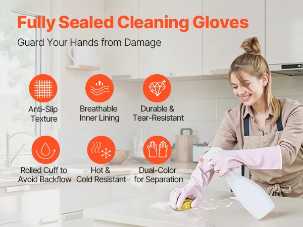 VEVOR Reusable Gloves for Cleaning – 2 Pairs, 2 Colors