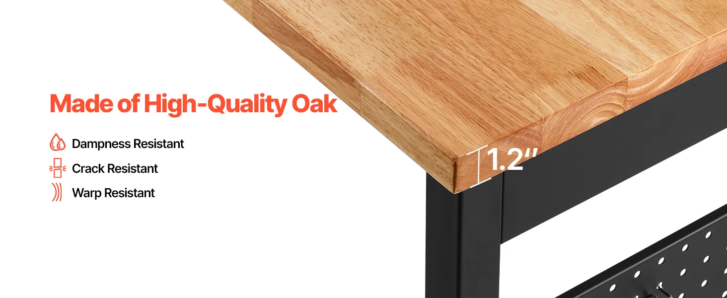 VEVOR Workbench with Rollers – 60" Adjustable Table