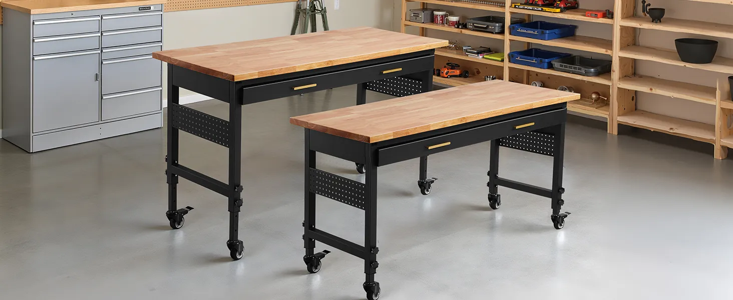 VEVOR Workbench with Rollers – 60" Adjustable Table