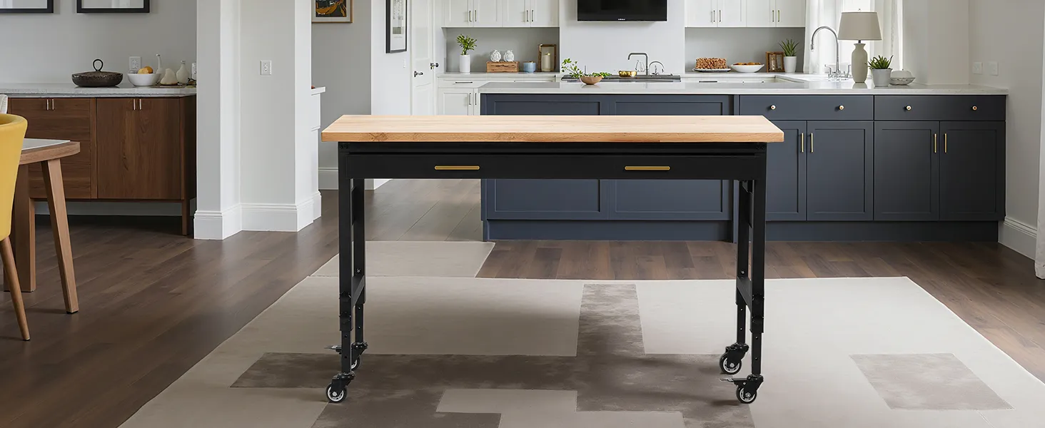 VEVOR Workbench with Rollers – 60" Adjustable Table