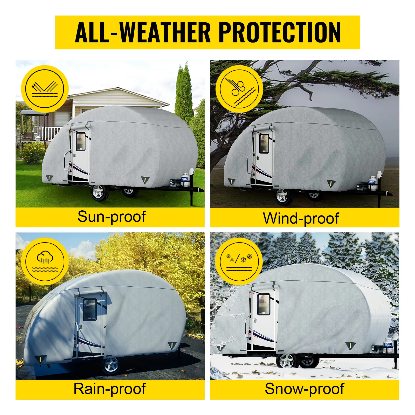 VEVOR Teardrop Trailer Cover, Fit for 16' - 18' Trailers, Upgraded Non ...