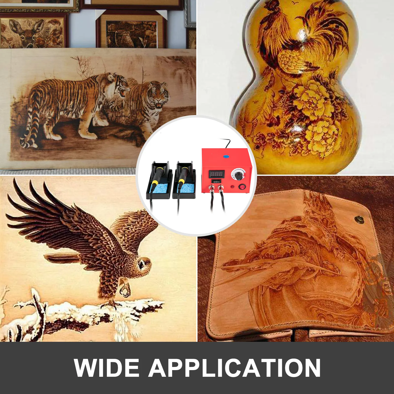 VEVOR Wood Burning Kit 110V 50W Pyrography Machine Dual Pen Digital ...