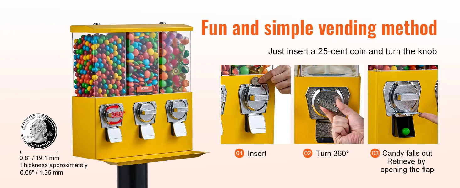 VEVOR Gumball Machine Vending Coin Bank Vintage Candy Dispenser Stand ...