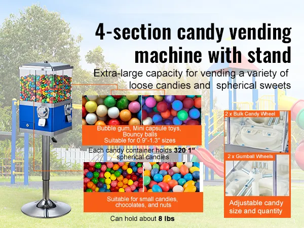 VEVOR Commercial Vending Machine, Four Compartment Rotatable Gumball ...
