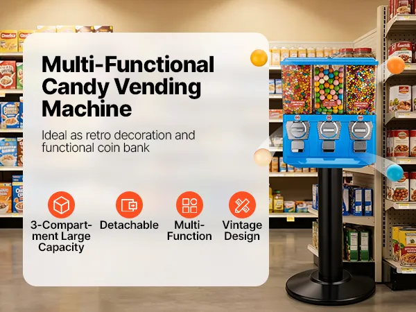 VEVOR Candy Vending Machine, Triple Compartment Candy Vending Machine ...