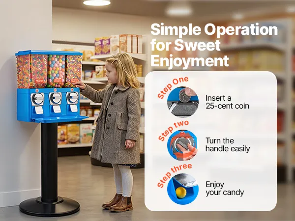 VEVOR Candy Vending Machine, Triple Compartment Candy Vending Machine ...