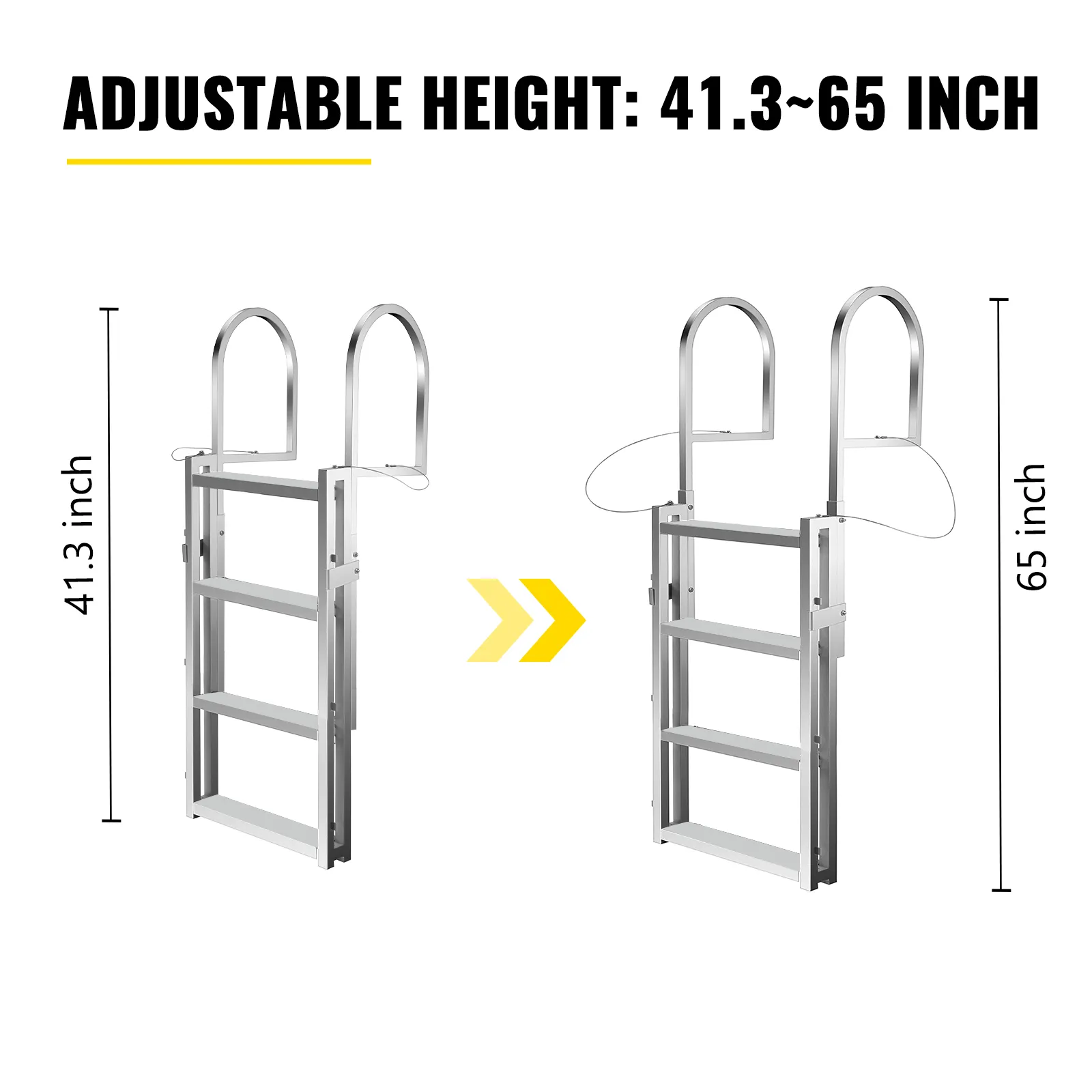 VEVOR Aluminum Dock Ladder 4-step, Boat Ladder 330lbs Weight Capacity ...