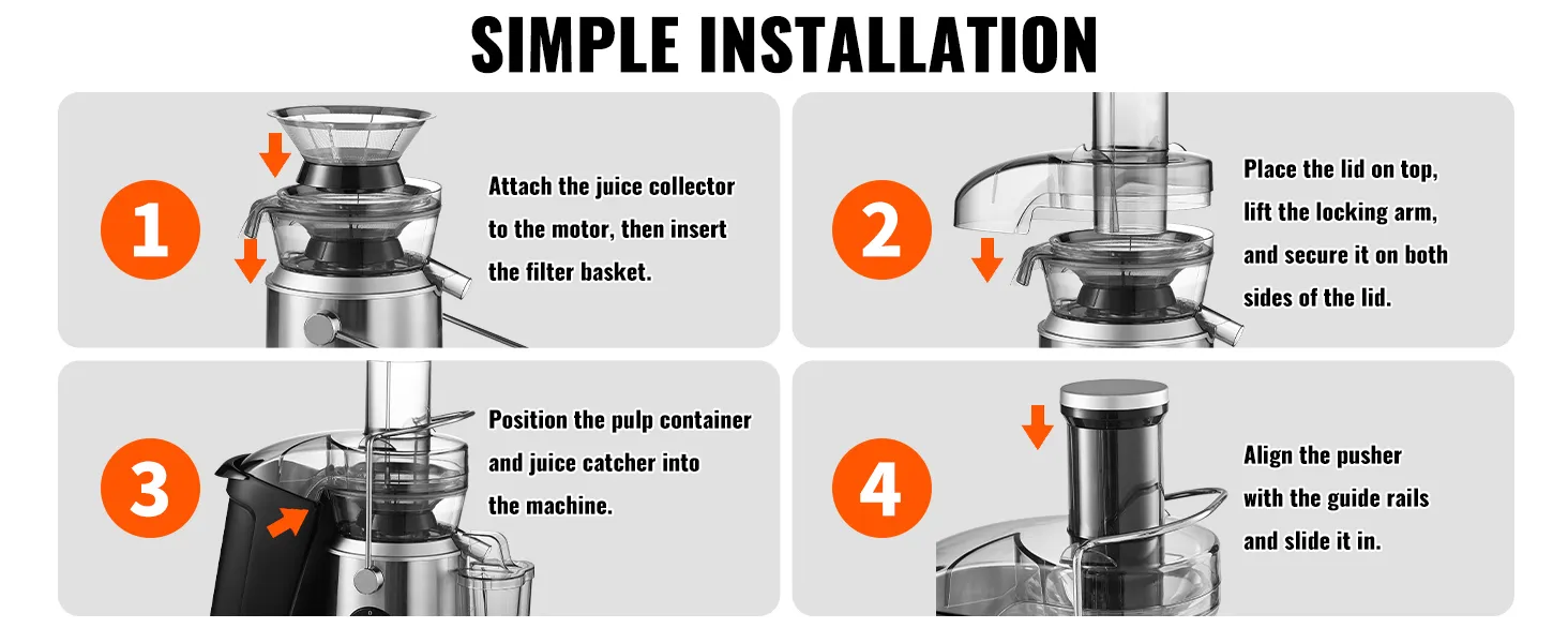 VEVOR Juicer Machine, 1000W Motor Centrifugal Juice Extractor, Easy ...