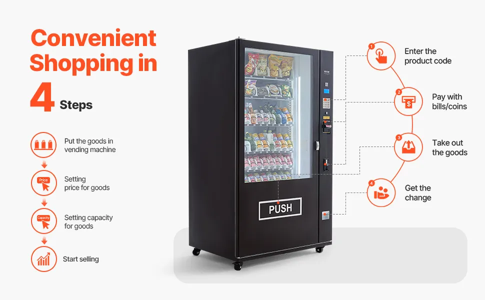 60 Slots Combo Vending Machine ICT Bill/Coin Acceptor Refrigerated ...