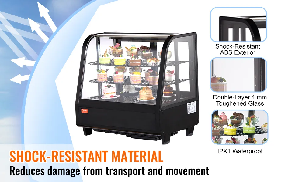 VEVOR Refrigerated Display Case, 3.5 Cu.Ft./100L, 2-Tier, Countertop ...