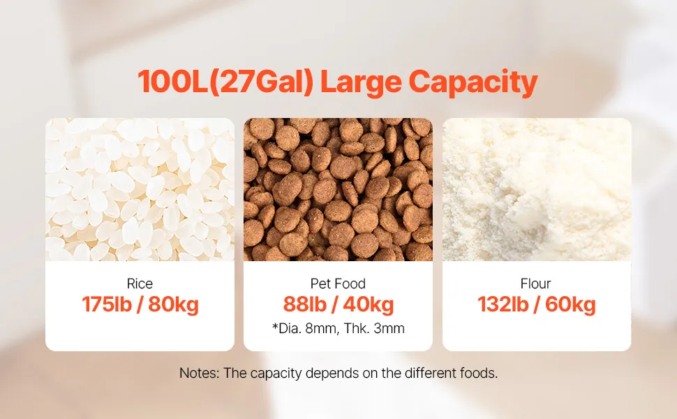 VEVOR Rice Storage Container, 27Gallon/100L Capacity Large Dog Food ...