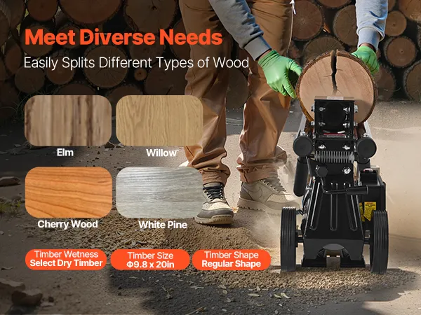 VEVOR Electric Log Splitter, 6.5 Tons Electric Wood Splitter, 1500W 15 ...