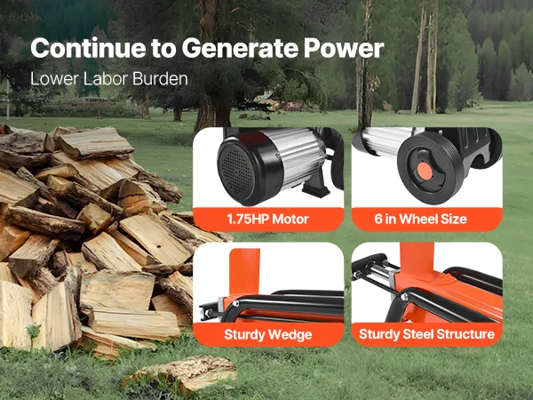 VEVOR Electric Log Splitter, 6.5 Tons Electric Wood Splitter, 1500W 15 ...