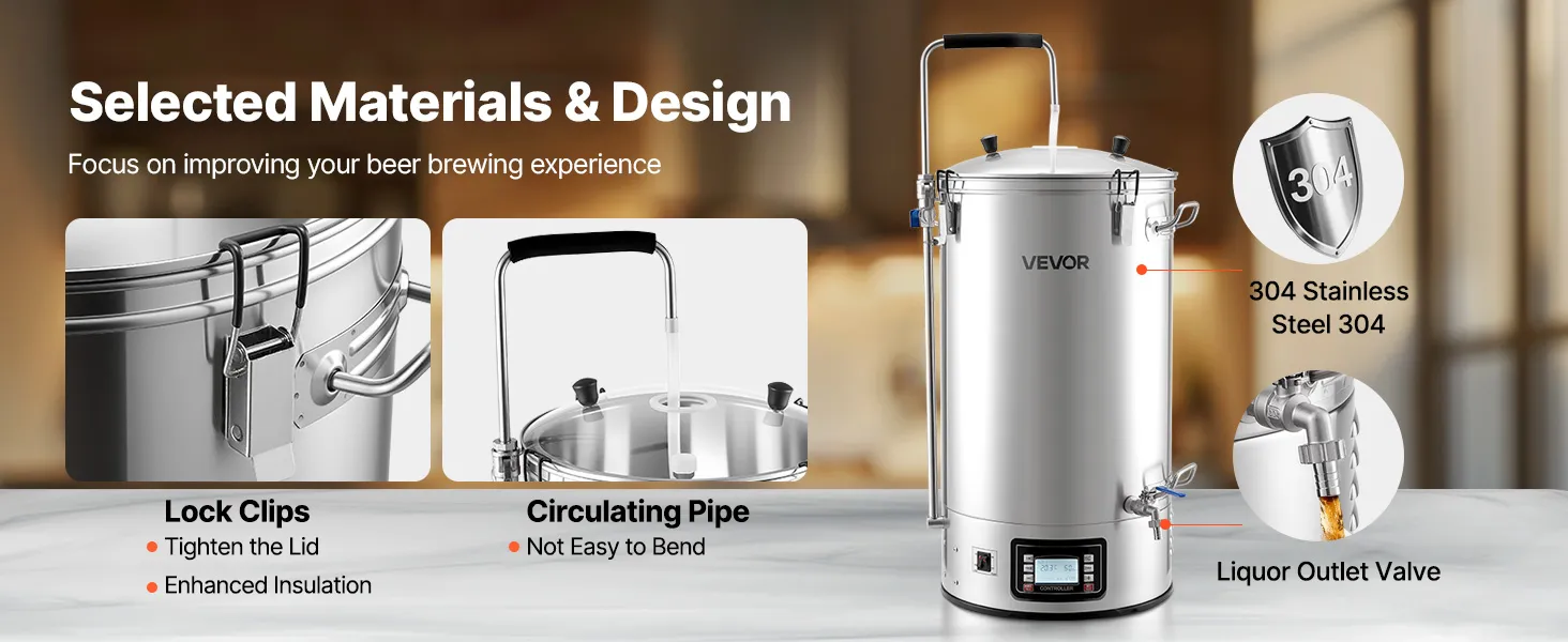 VEVOR Beer Brewing Equipment, 16 Gal/60L Beer Maker with Anti-Burn Pump ...