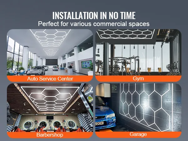 VEVOR Hexagon Garage Lights 66300LM 15 Grids Honeycomb LED Shop Ceiling ...