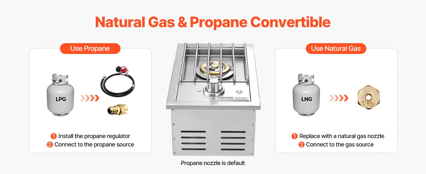 VEVOR Single Grilling Side Burner, 17,000BTU Liquid Propane Side Burner ...